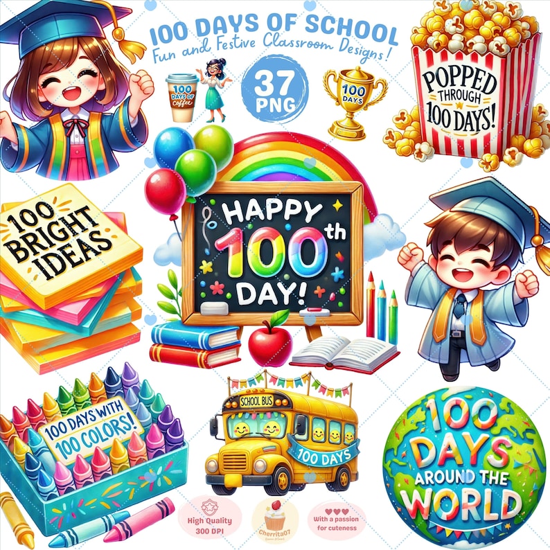 100 Days of School Clipart, School Quotes Png, Student Clipart ...