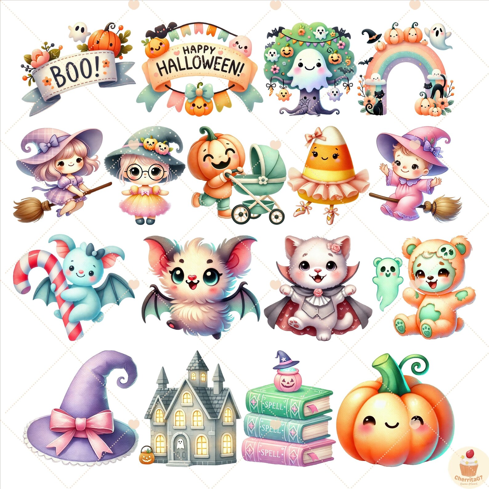 Halloween Clipart, Cute Ghost Png, Cute Halloween Animals Clipart ...