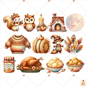 Thanksgiving Clipart, Autumn Clipart, Turkey Png, Harvest Clipart, Cute ...
