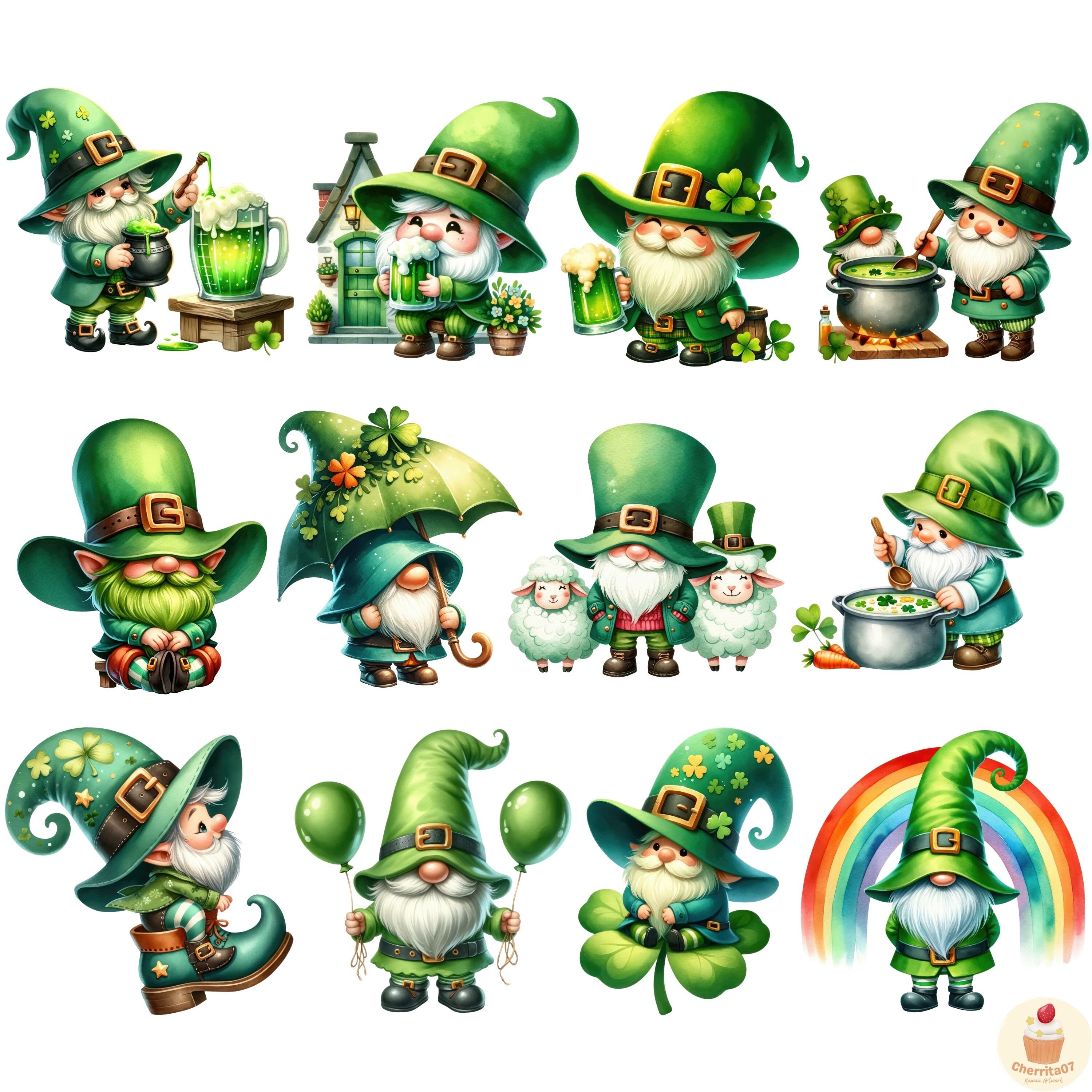 St Patrick Day Clipart, Irish Luck Gnome Clipart, Leprechaun PNG, St ...