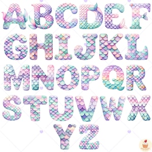 Mermaid Alphabet Clipart, Mermaid Png, Alphabet Letters, Mermaid Scales ...