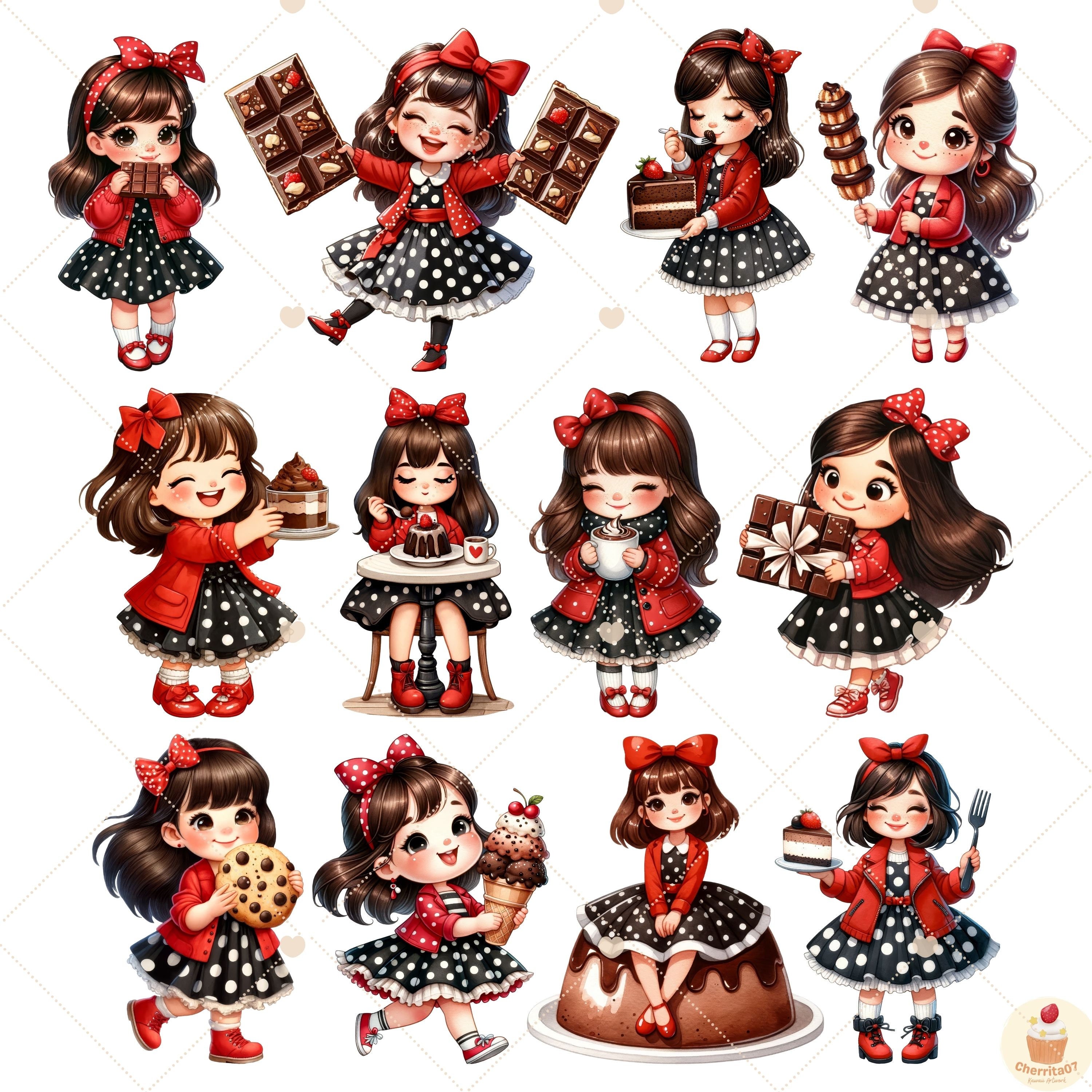 Chocolate Lover Girl Clipart, Chocolate Png, Cute Girl Clipart, Dessert ...