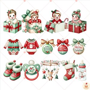 Baby’s 1st Christmas Clipart, Cute Holiday Clipart for Newborn's First ...