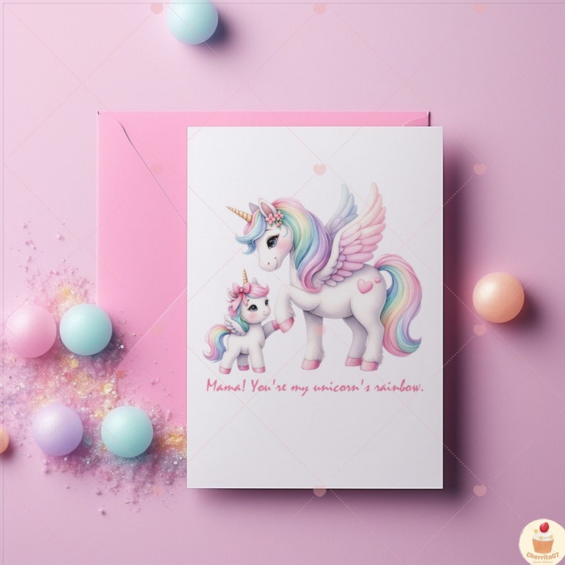 Mama and Baby Unicorn Clipart, Mothers Day PNG, Unicorn PNG, Watercolor ...