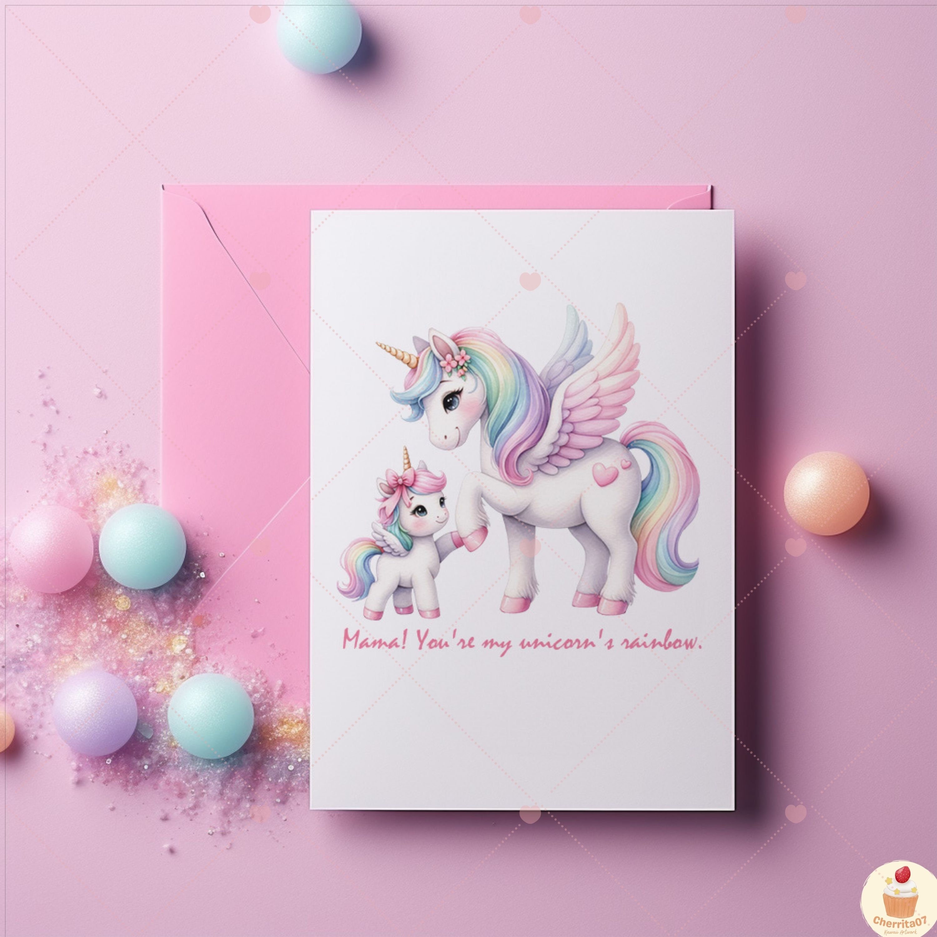 Mama and Baby Unicorn Clipart, Mothers Day PNG, Unicorn PNG, Watercolor ...
