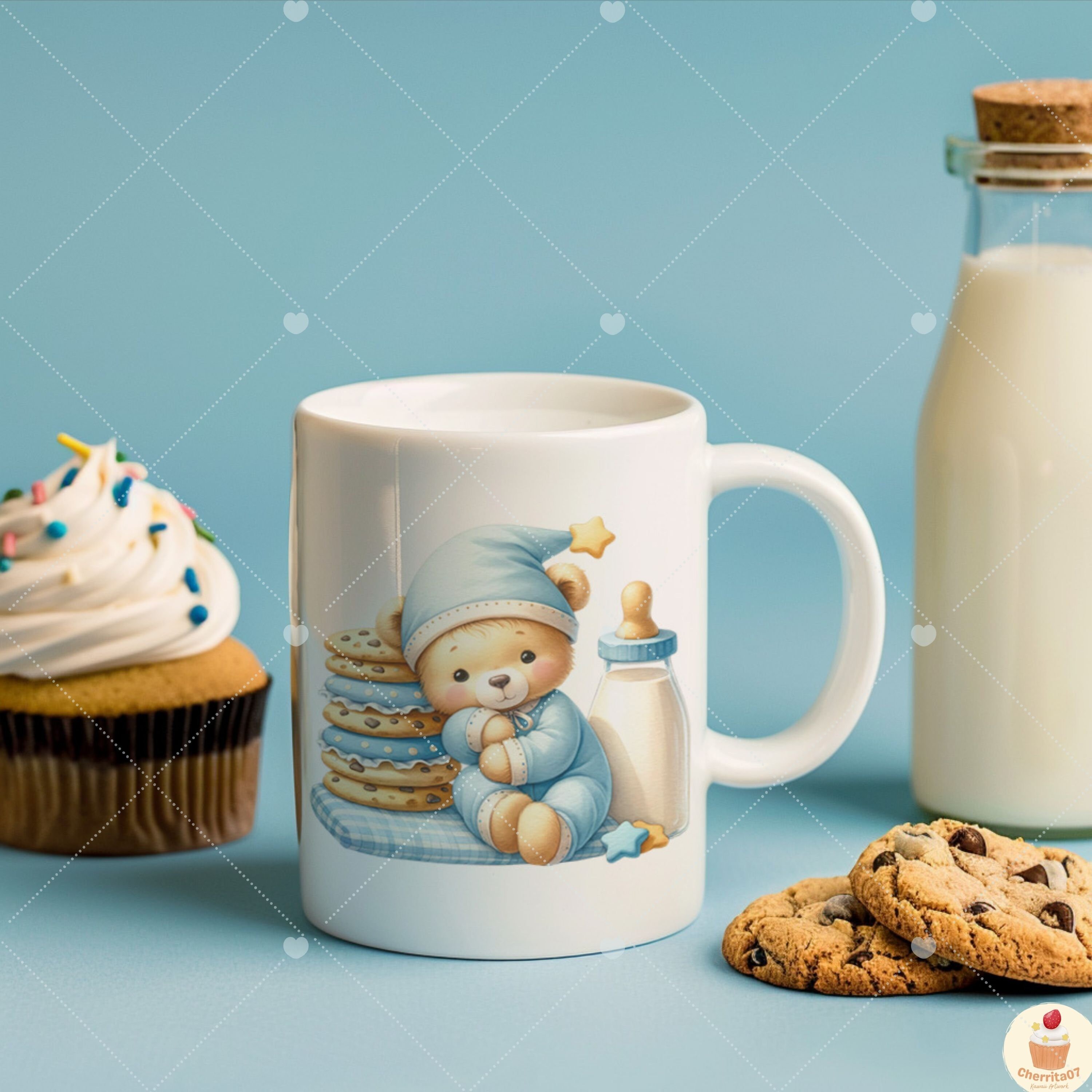 Sweet Dream Baby Bear Clipart, Baby Bear Png, Baby Shower Clipart, Blue ...