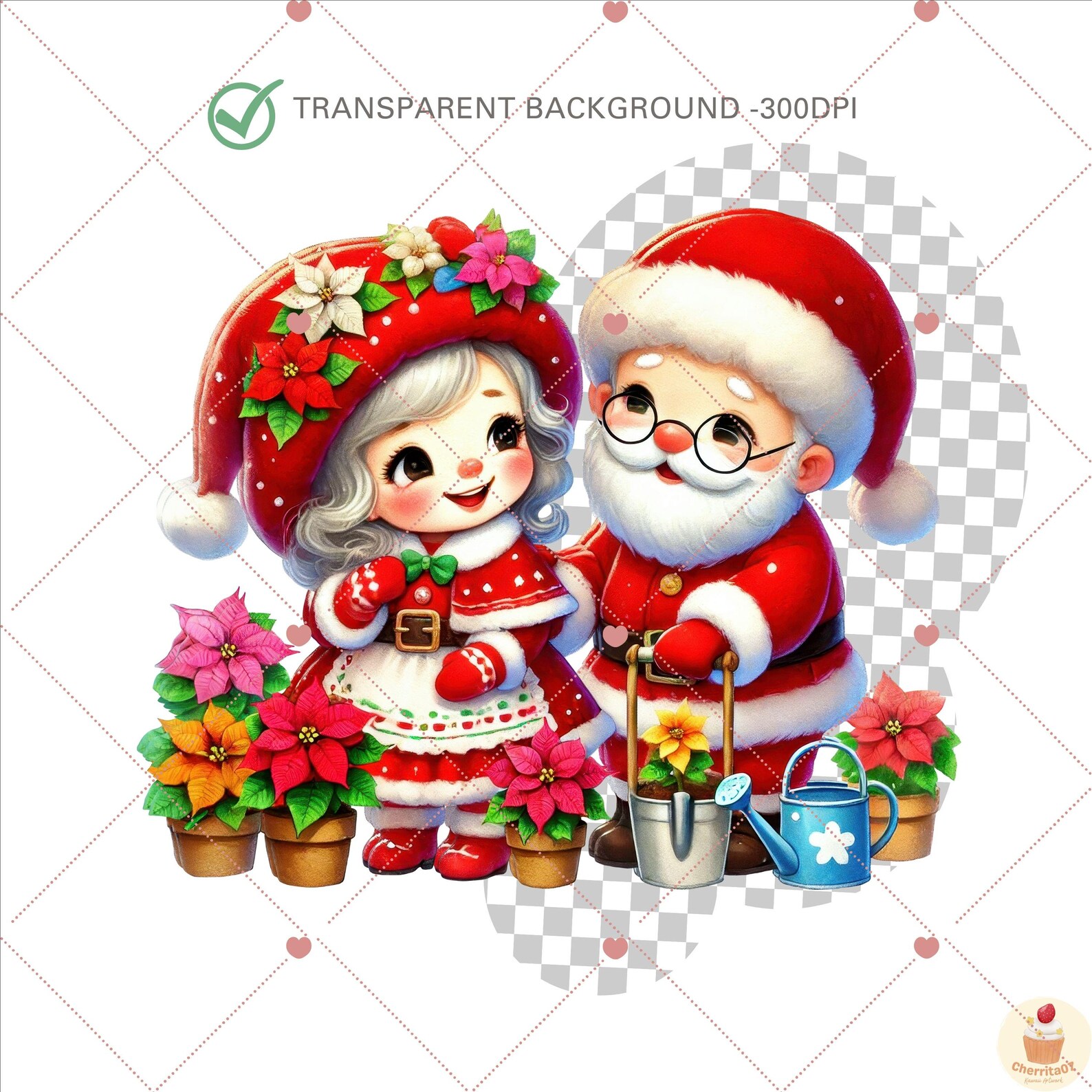 Santa and Mama Claus Clipart, Christmas Couple Png, Cozy Christmas ...