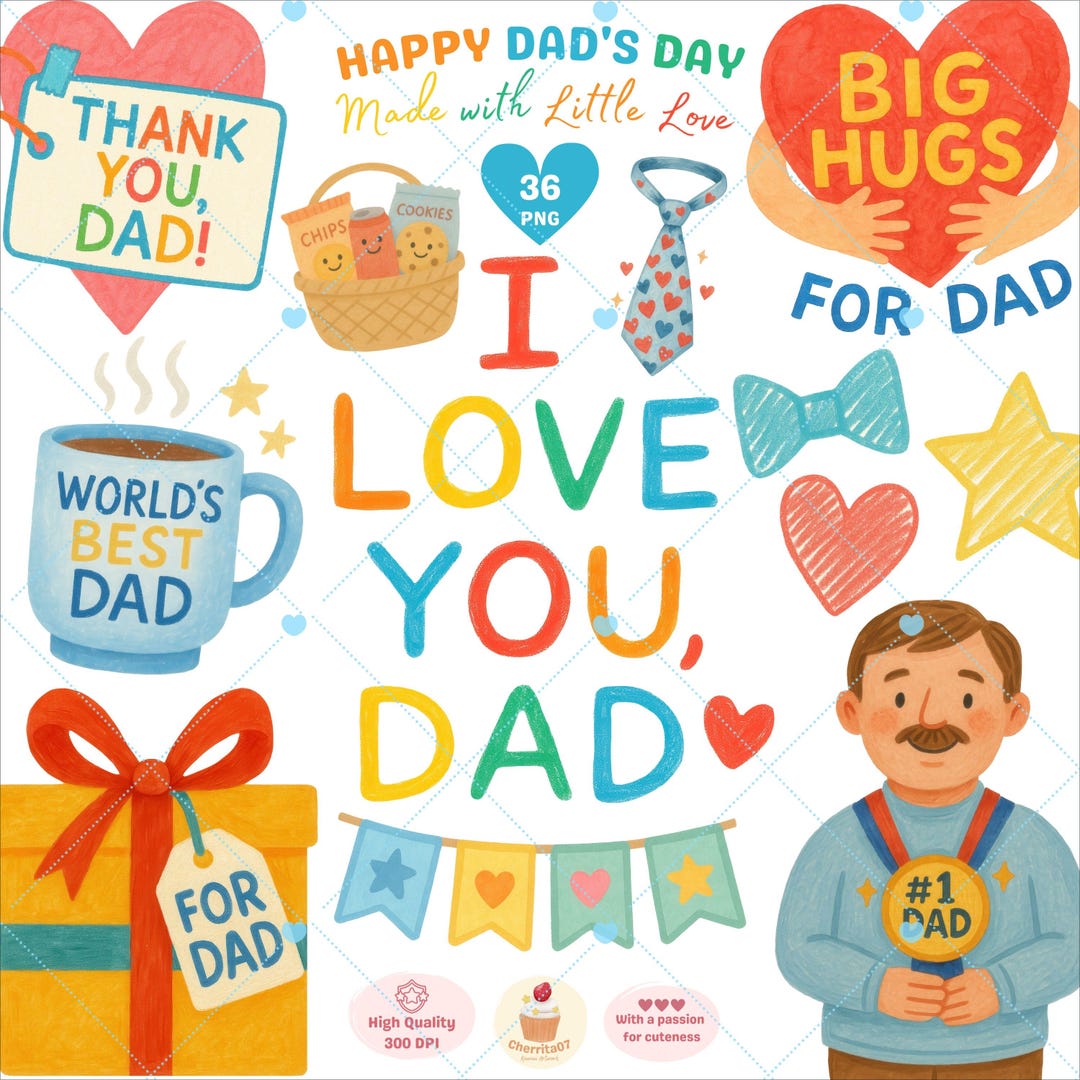 Father's Day Clipart Set: Kids DIY Dad PNG (36 Files) - Etsy