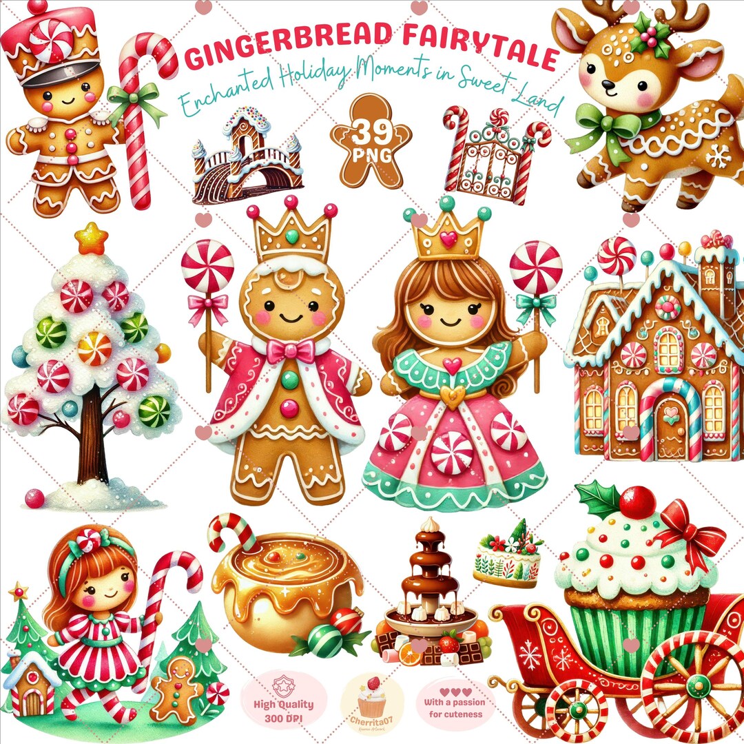 Gingerbread Clipart, Christmas Png, Fairy Tale Clipart, Cookie Clipart ...