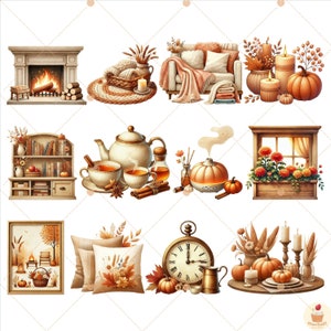 Cozy Autumn Clipart, Fall Png, Pumpkin Png, Harvest Clipart, Rustic ...
