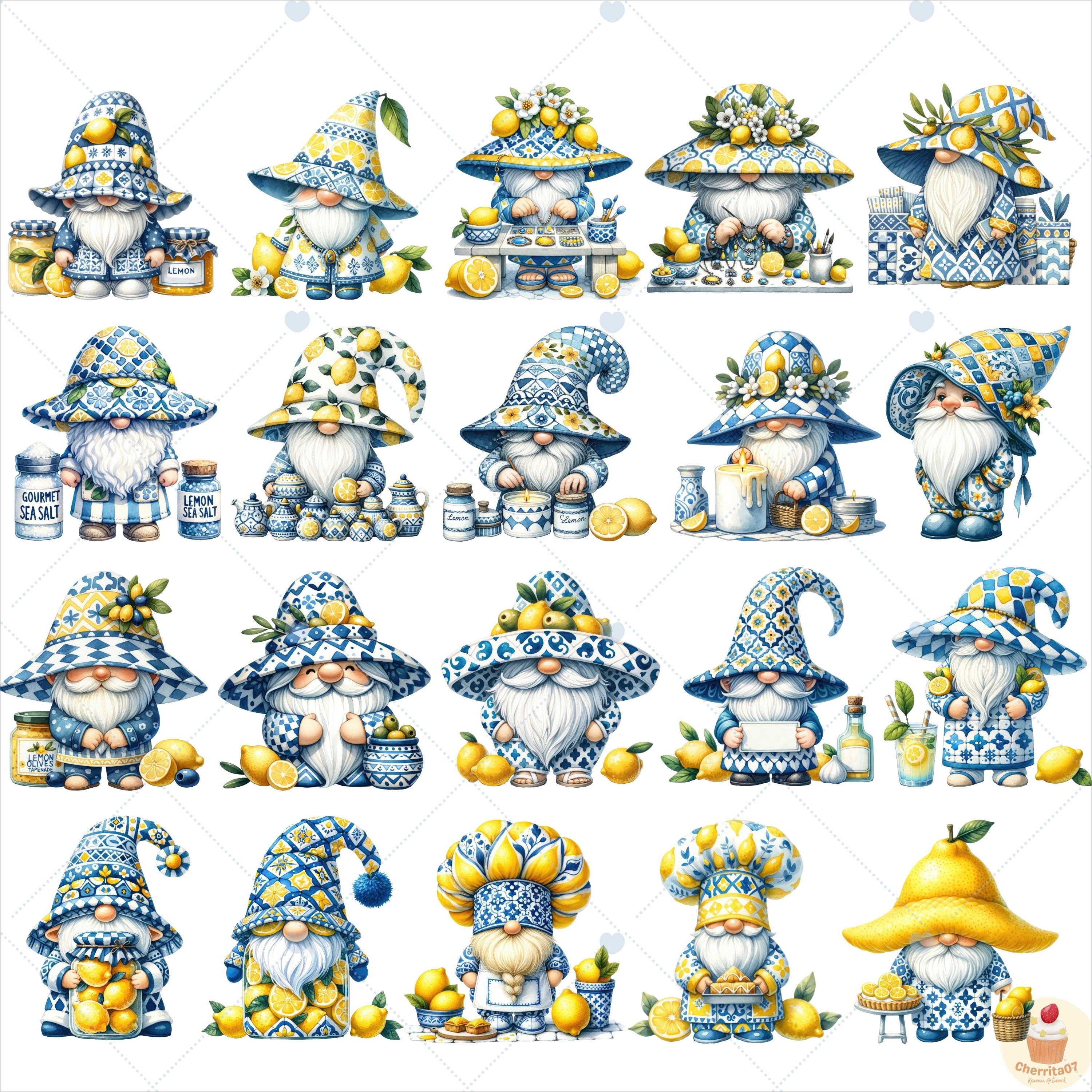 Lemon Gnome Clipart, Mediterranean Bazaar Clipart, Summer Gnome, Lemon ...