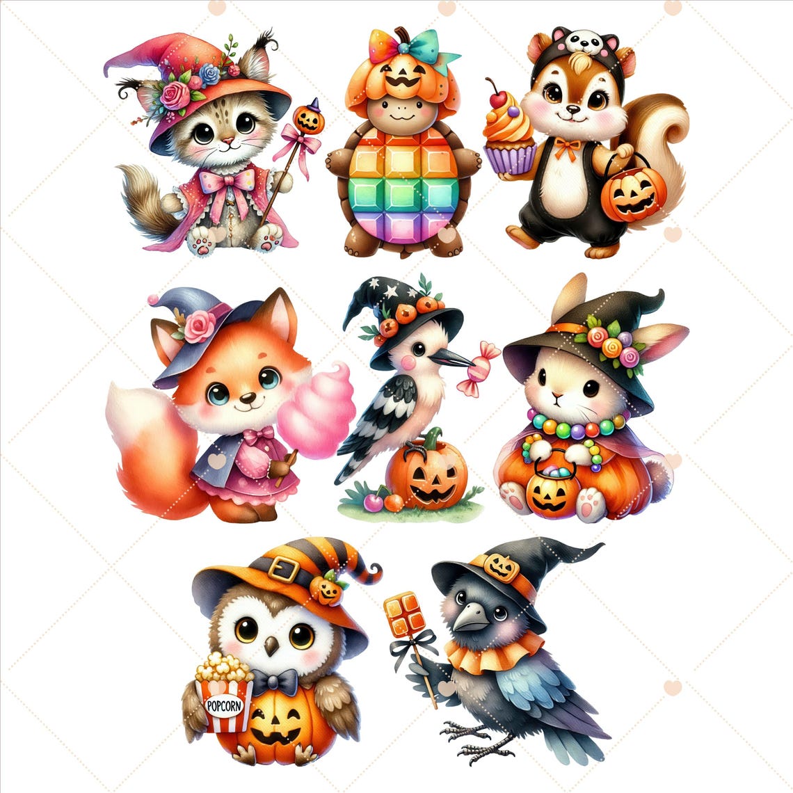 Halloween Animals Clipart, Cute Halloween Png, Woodland Animal Clipart ...