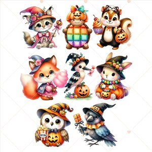 Halloween Animals Clipart, Cute Halloween Png, Woodland Animal Clipart ...