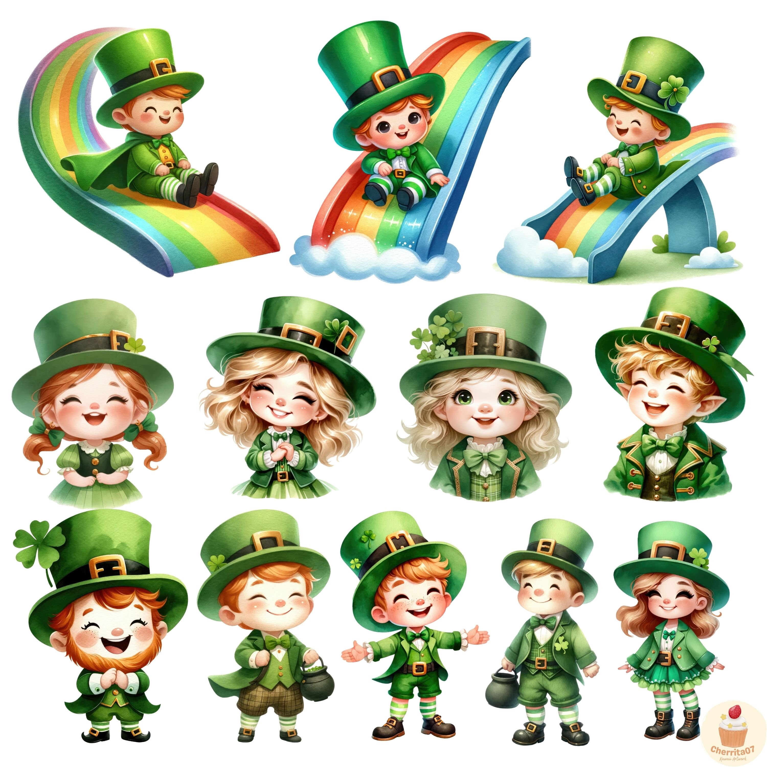 St Patrick's Day Clipart, Lucky Leprechaun Clipart, Irish Green PNG, St ...