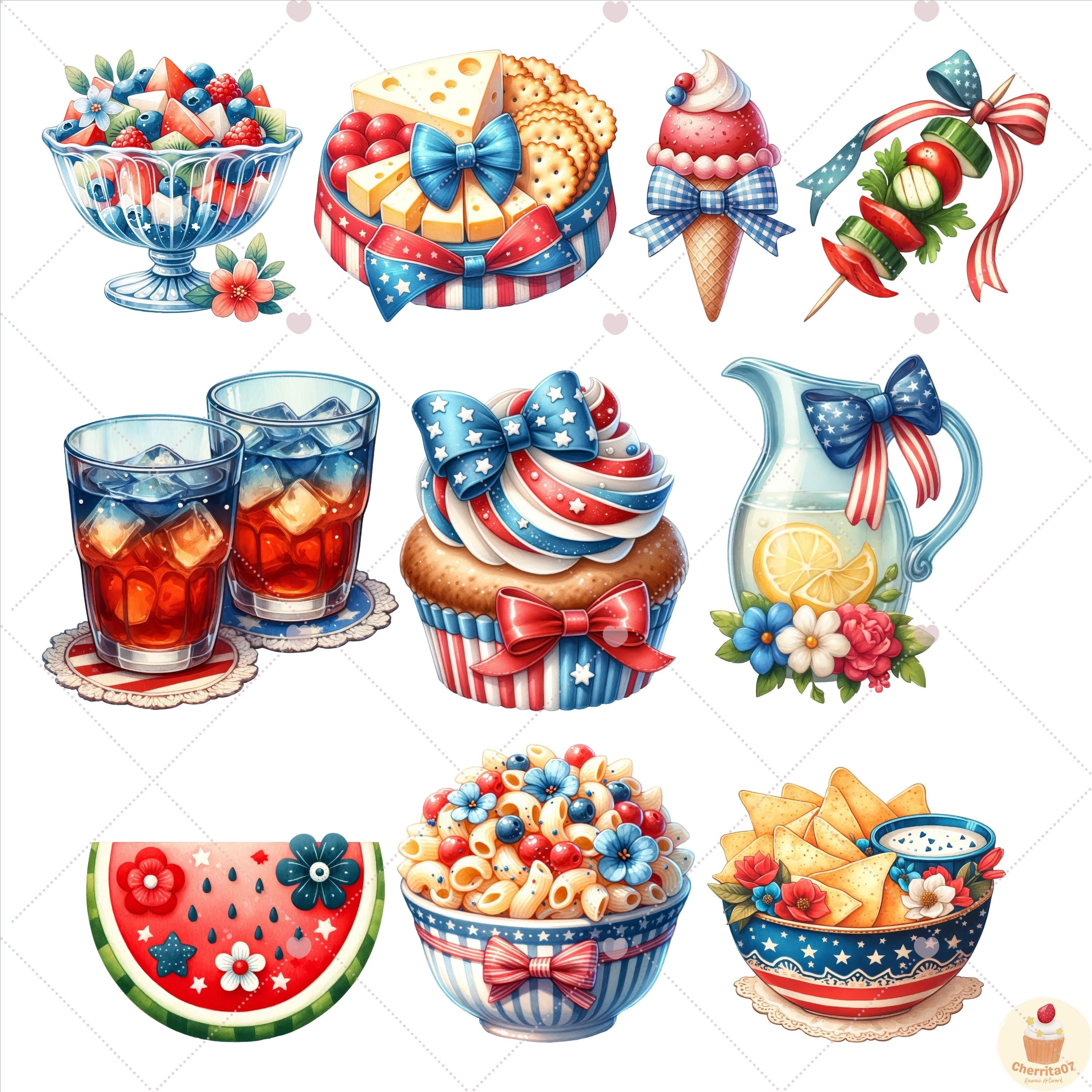 Patriotic Party Foods Clipart, 4th of July Png, Holiday Food Clipart ...