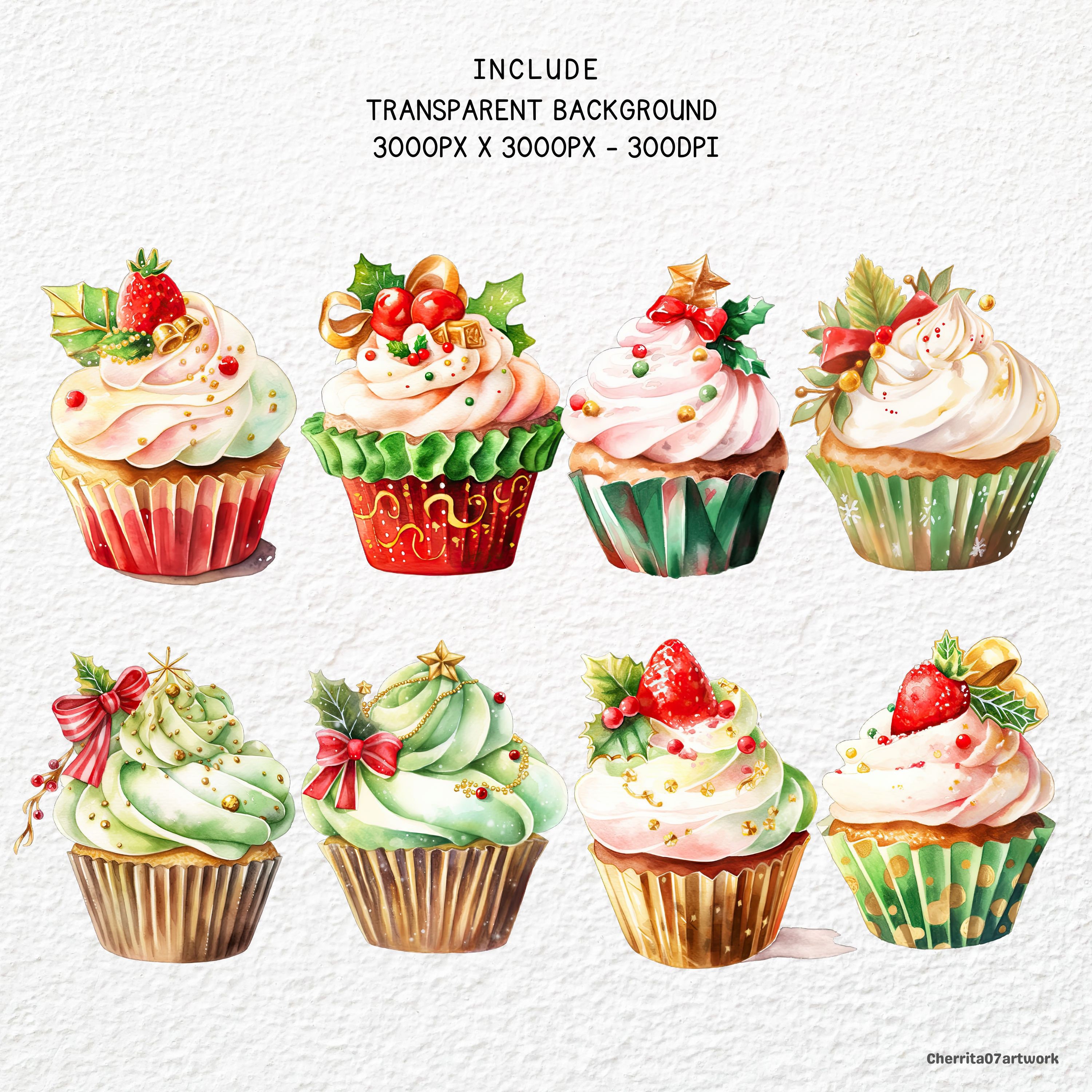 Christmas Cupcake Clipart PNG Festive Cupcake Clipart, Food Clip Art ...