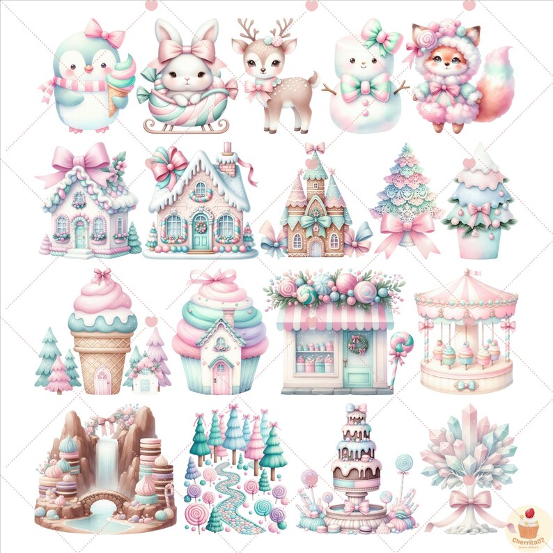 Pink Christmas Clipart – Girly Pastel Wonderland With Cute Gingerbread ...