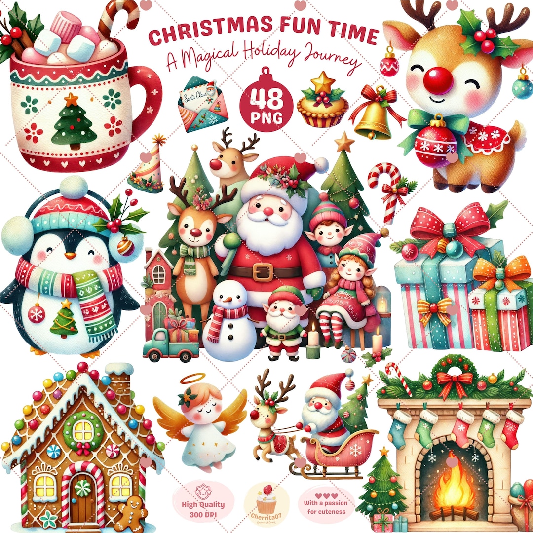 Christmas Fun Time Clipart, Christmas Png, Santa Clipart, Reindeer ...
