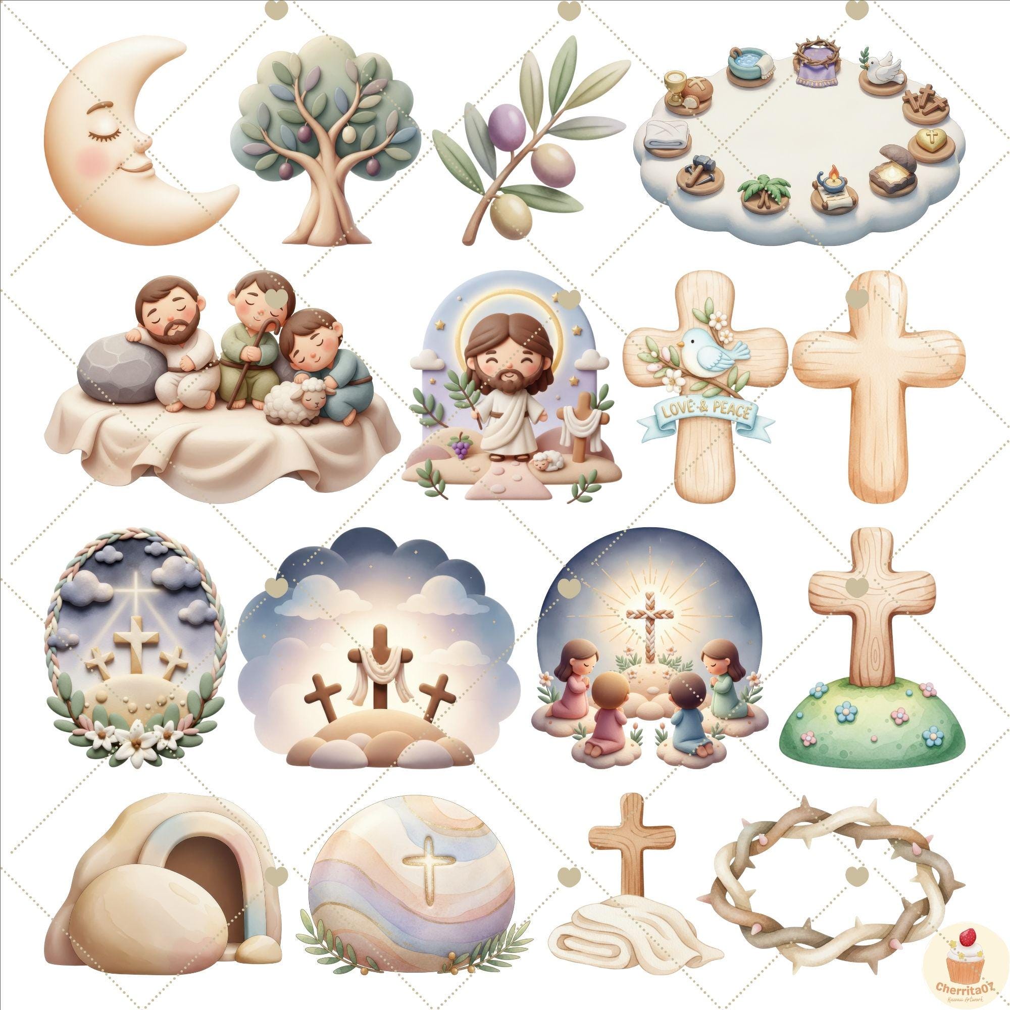 Holy Week Clipart, Christian Easter PNG, Jesus Bible Story, Cross Tomb ...