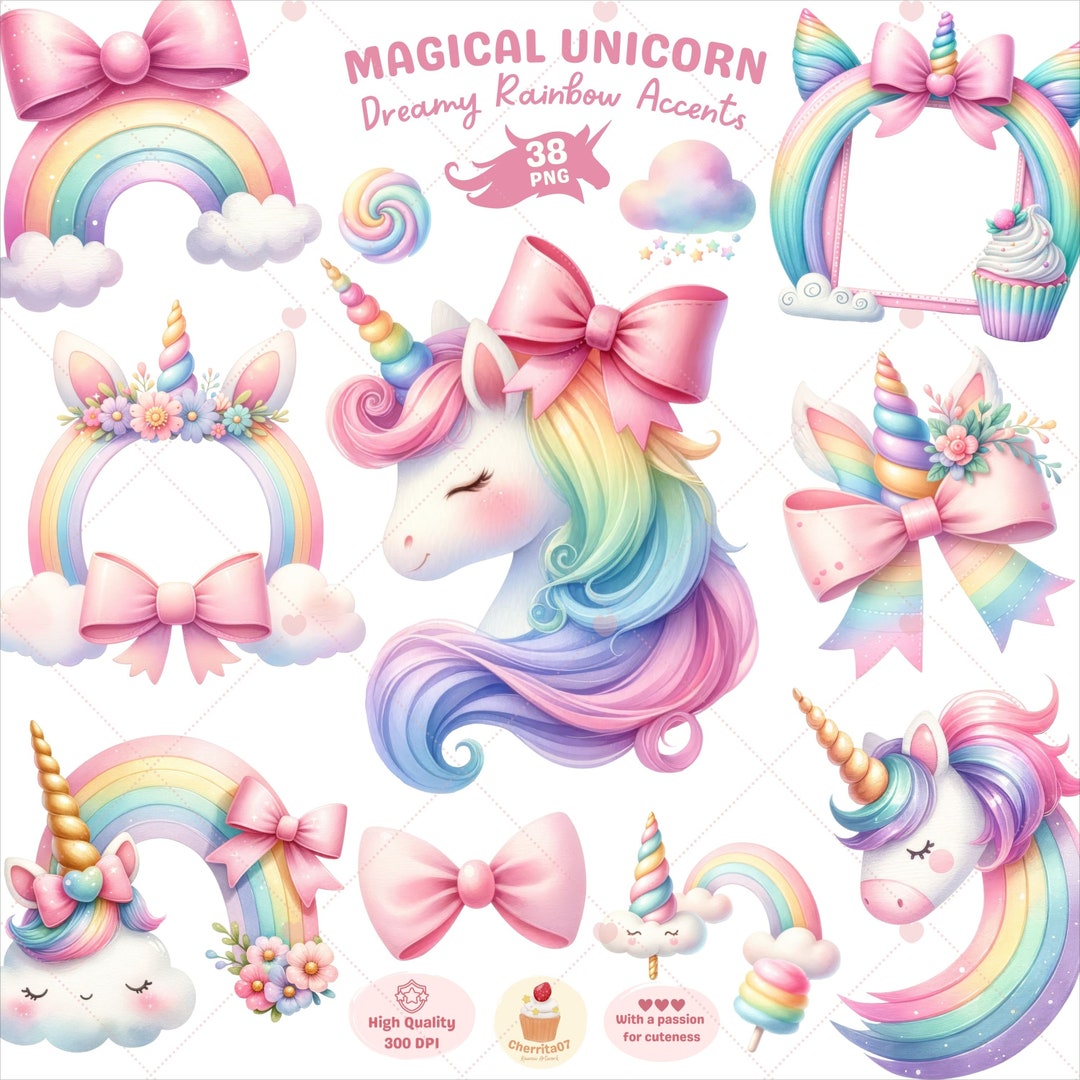 Magical Unicorn Clipart, Unicorn Ears Png, Rainbow Frame Clipart ...