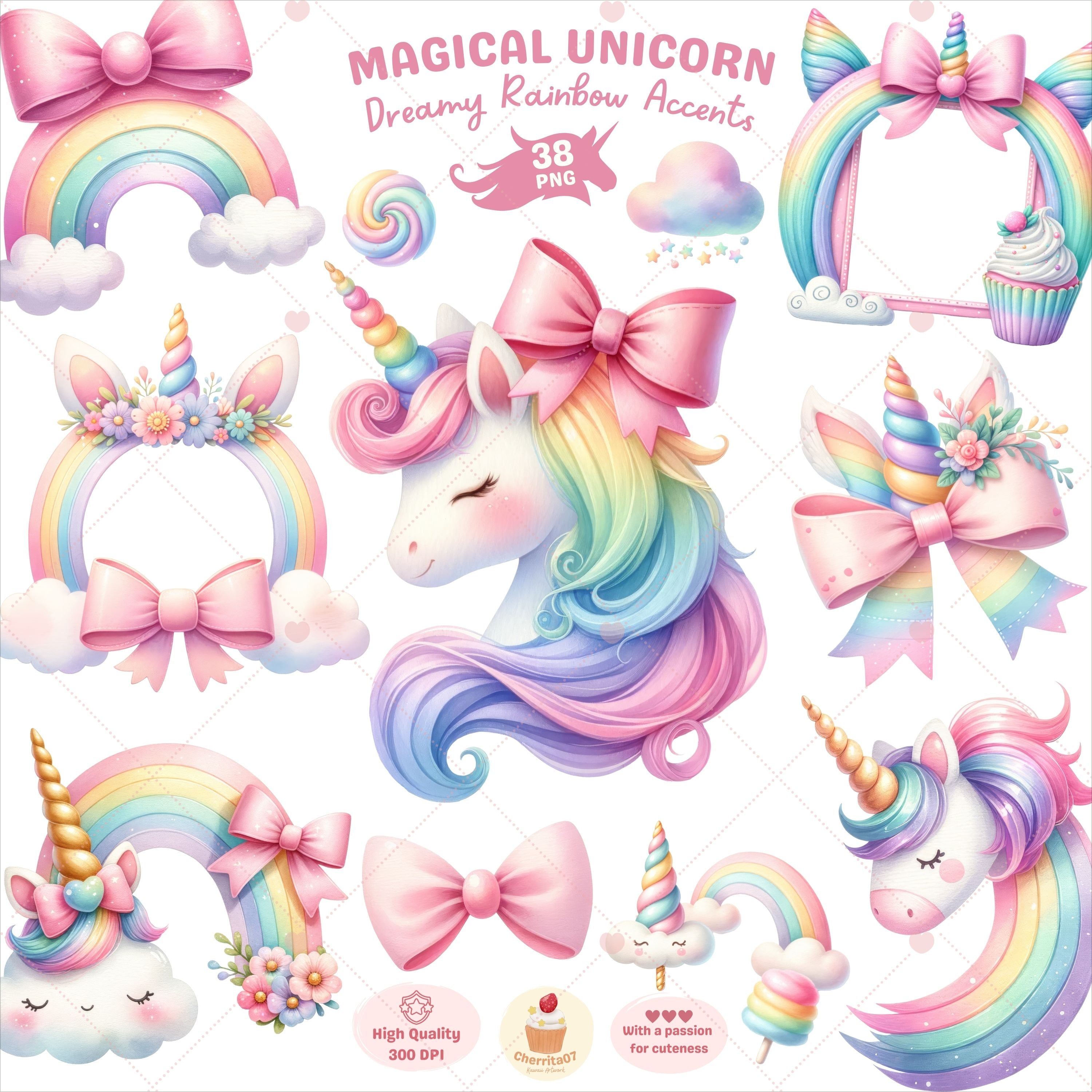 Magical Unicorn Clipart, Unicorn Ears Png, Rainbow Frame Clipart ...