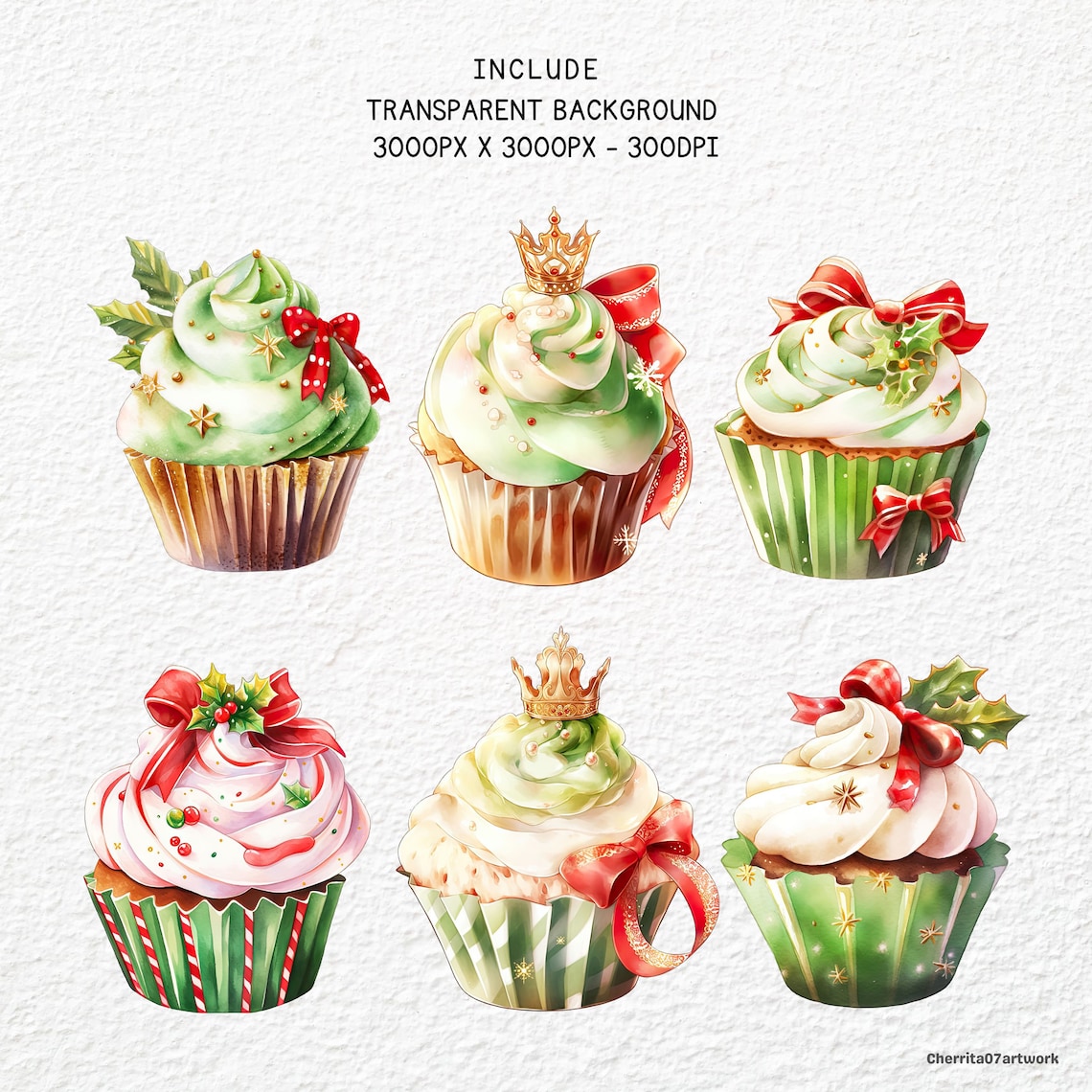 Christmas Cupcake Clipart PNG Festive Cupcake Clipart Food - Etsy