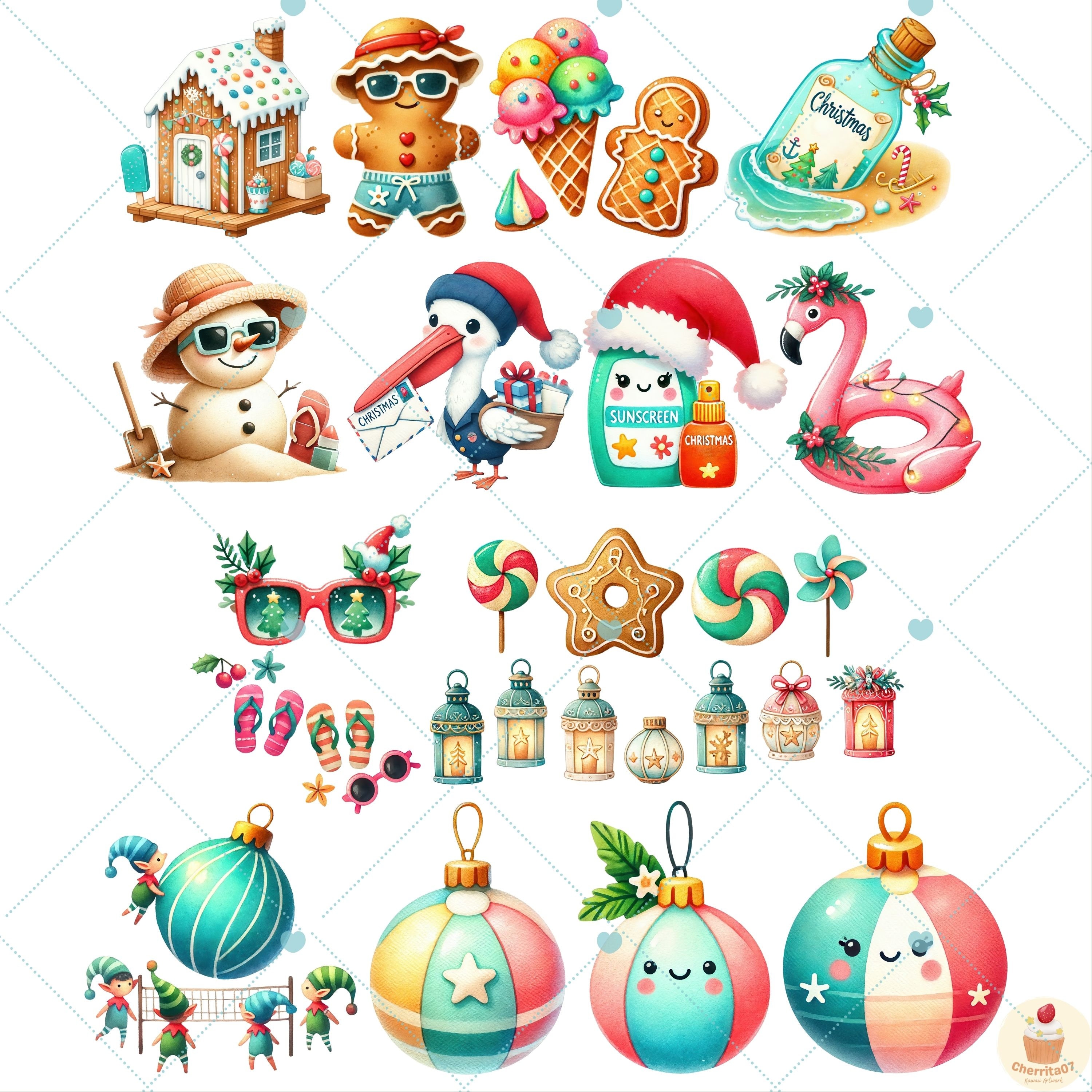 Christmas Seaside Clipart, Christmas in July Png, Summer Holiday ...