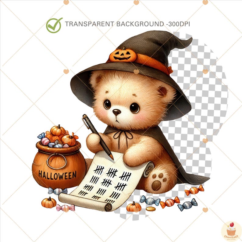Halloween Baby Bear Clipart: Spooky Teddy Bear PNG (commercial Use) - Etsy