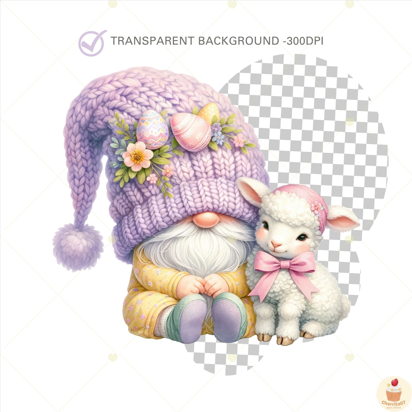 Easter Gnome Clipart, Spring Gnome PNG, Watercolor Easter, Card Making ...