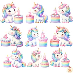 Unicorn Birthday Clipart, Rainbow Party Clipart, Magic Unicorn PNG ...