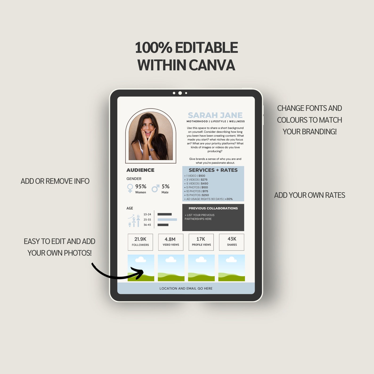 Editable UGC Rate Card Template, Modern Rate Sheet, Media Kit ...