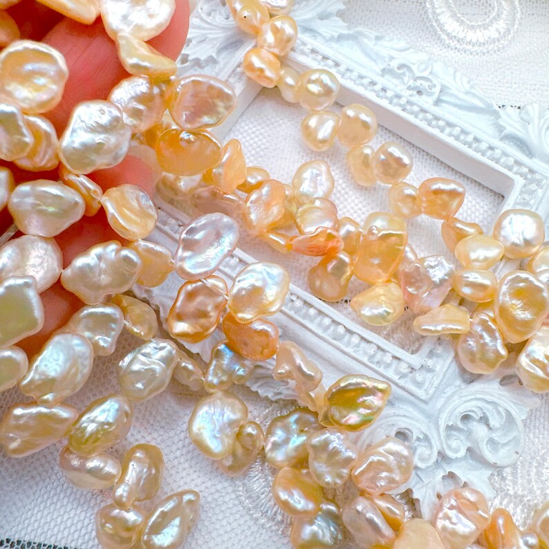 7-9mm High Luster Keshi Petal Pearls – Natural Peach & Pink Freshwater ...