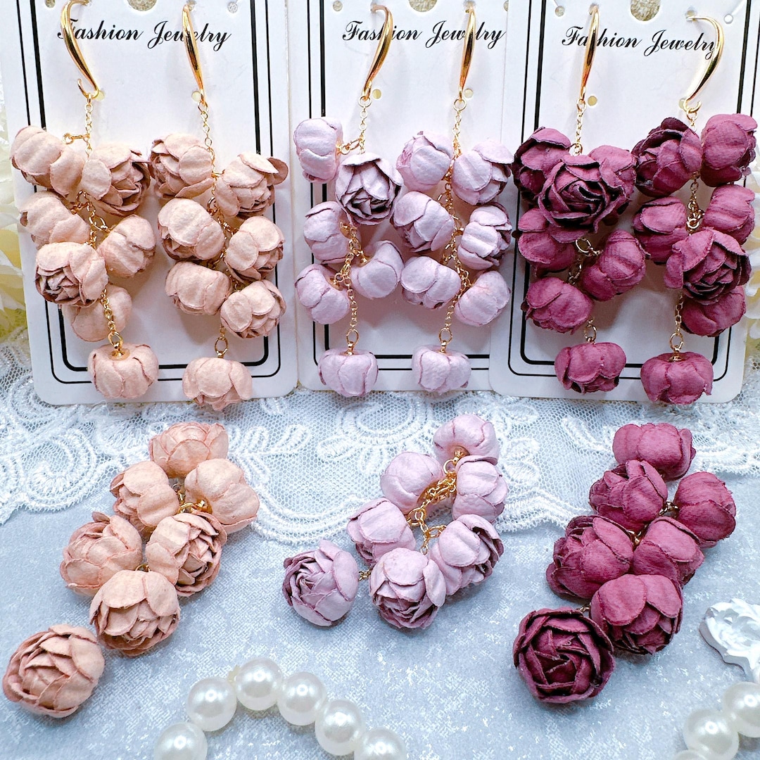 1pc/2pcs Fabric Rose Flowers on Chain Tassels, Peony Botanical DDIY ...