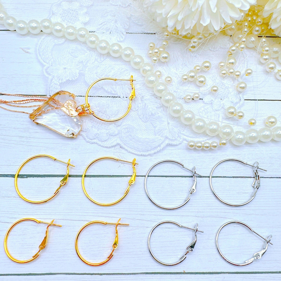 20 Pcs Gold/silver Color Iron Hoop Earrings, Large 20x1.2mm/small 25x1 ...