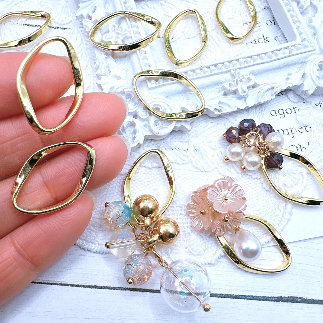 6pcs Alloy Oval Shape Link Connectors, Ellipse Connector Charms, Gold ...