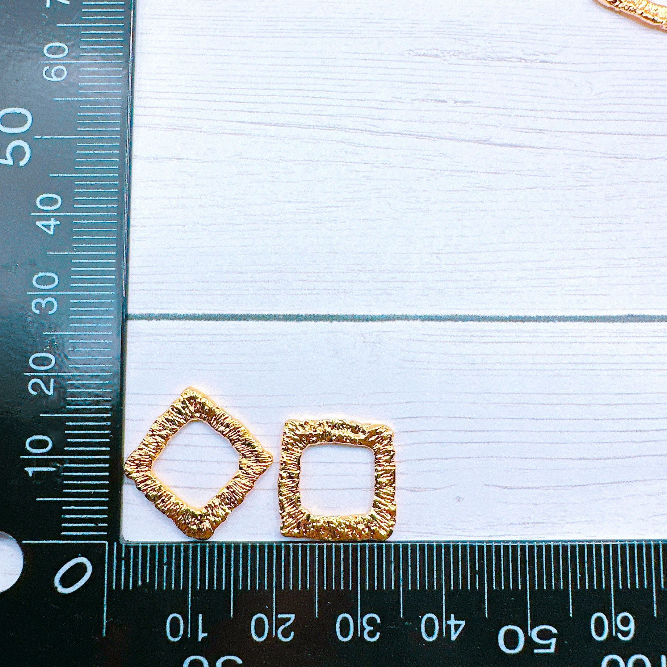 4 Pcs Brass Linking Rings, Square Connecter Charm, Irregular Wave 18K ...