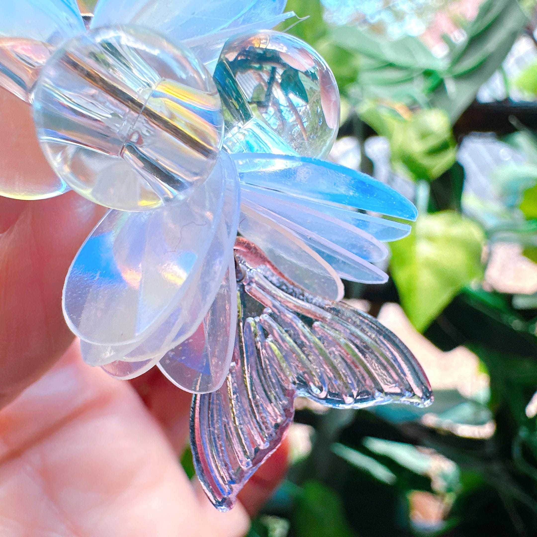 10pcs Iridescent Glass Mermaid Tail Charms, Transparent Spray Painted ...