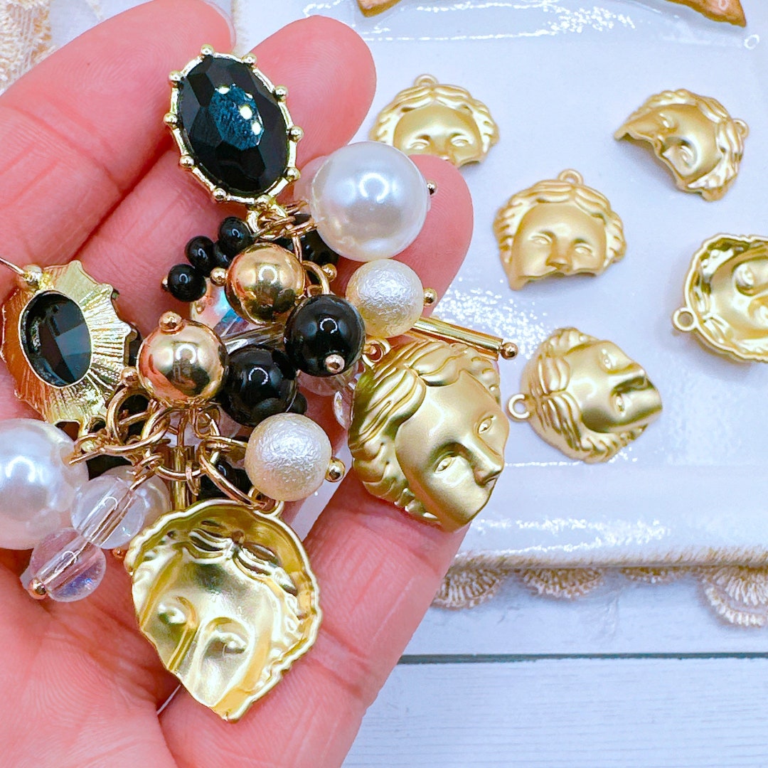 1pc David Half Face Golden Mask Charm, Renaissance Sculpture, Aphrodite ...