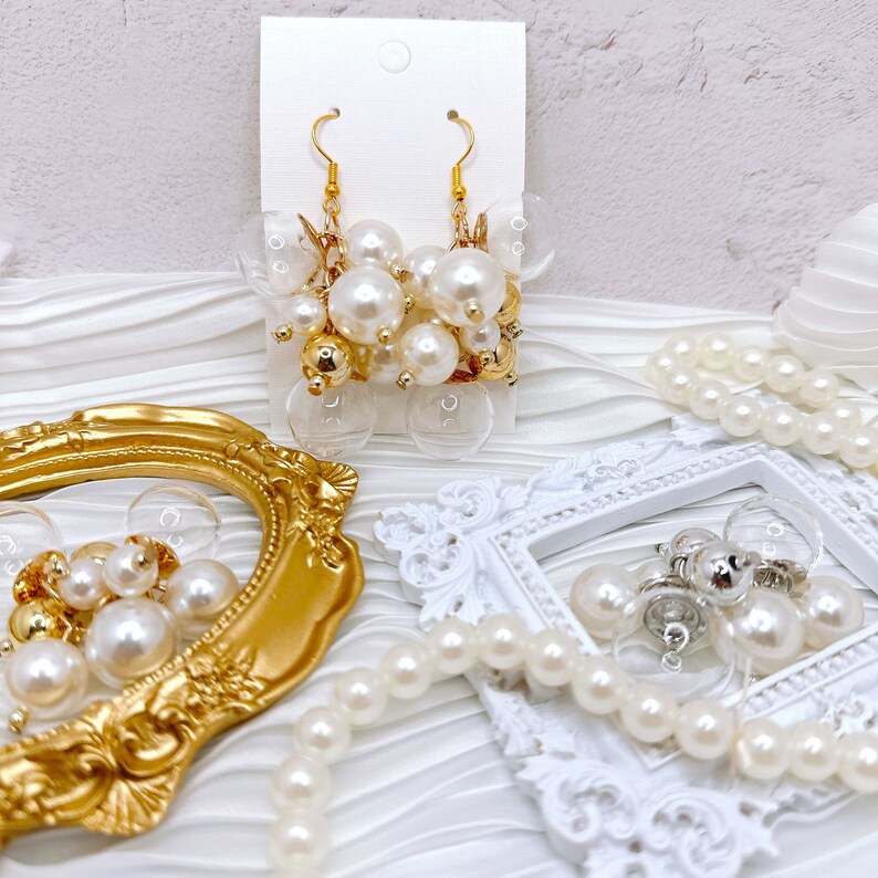 Gold/silver Gorgeous Bubble Drop Earrings, Imitation Pearls, CCB Beads ...