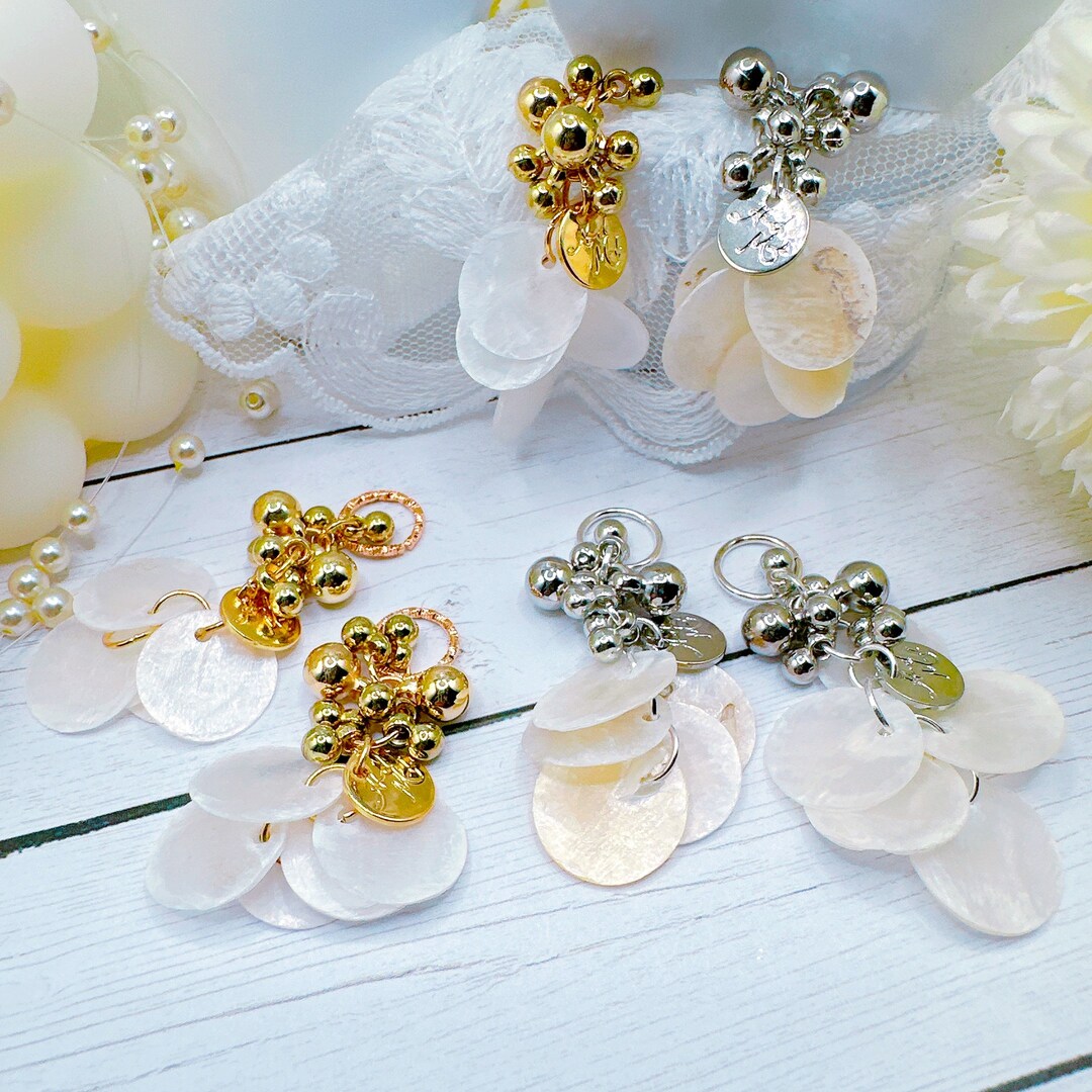 2pcs Natural Capiz Shell Round Disc Tassels, Gold/silver Metal Dangle ...