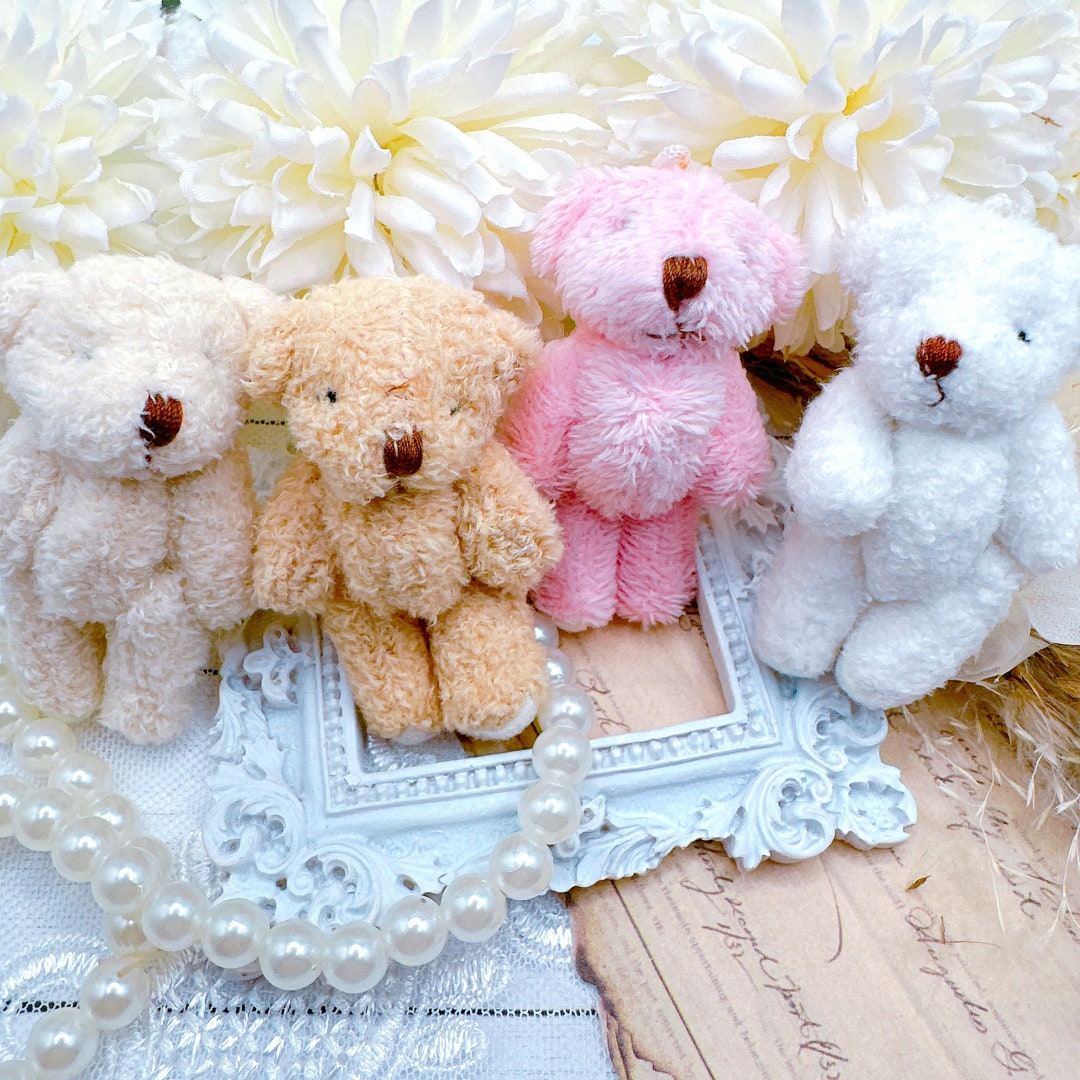 Plush Mini Teddy Bear With a Loop, Fluffy Bear Accessory, Tiny Puffy ...