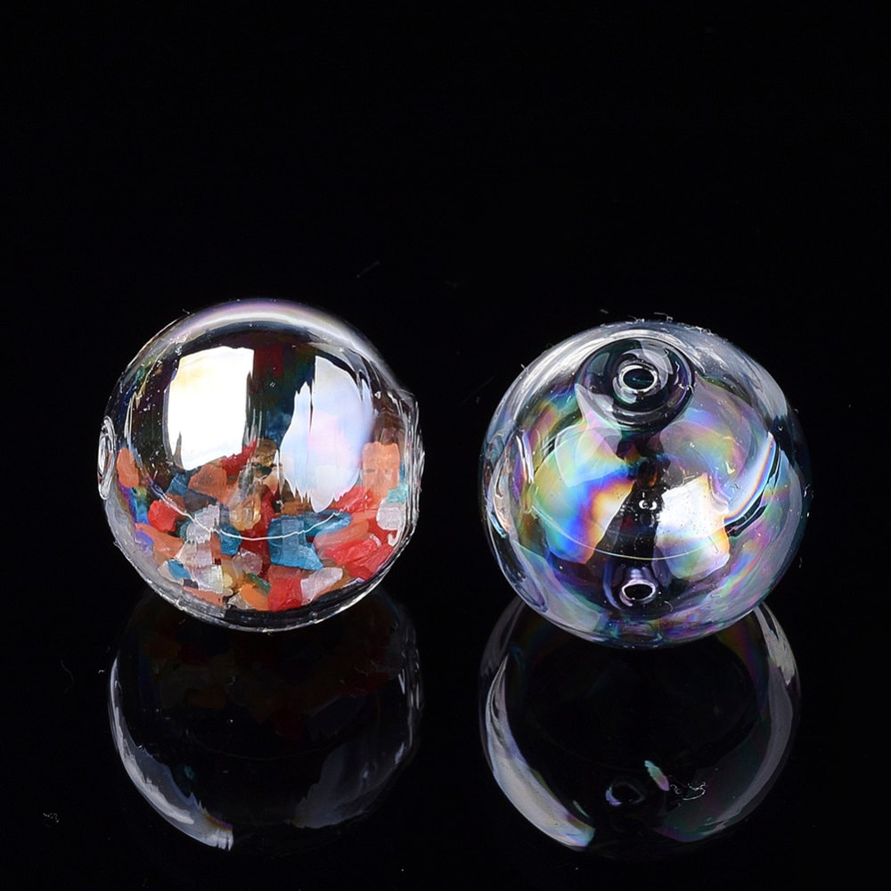 5/10/20pcs Blown Hollowed Round Glass Balls, 12/14/16/18/20mm AB Color ...