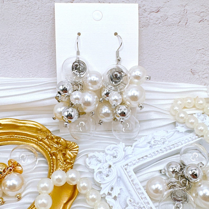 Gold/silver Gorgeous Bubble Drop Earrings, Imitation Pearls, CCB Beads ...