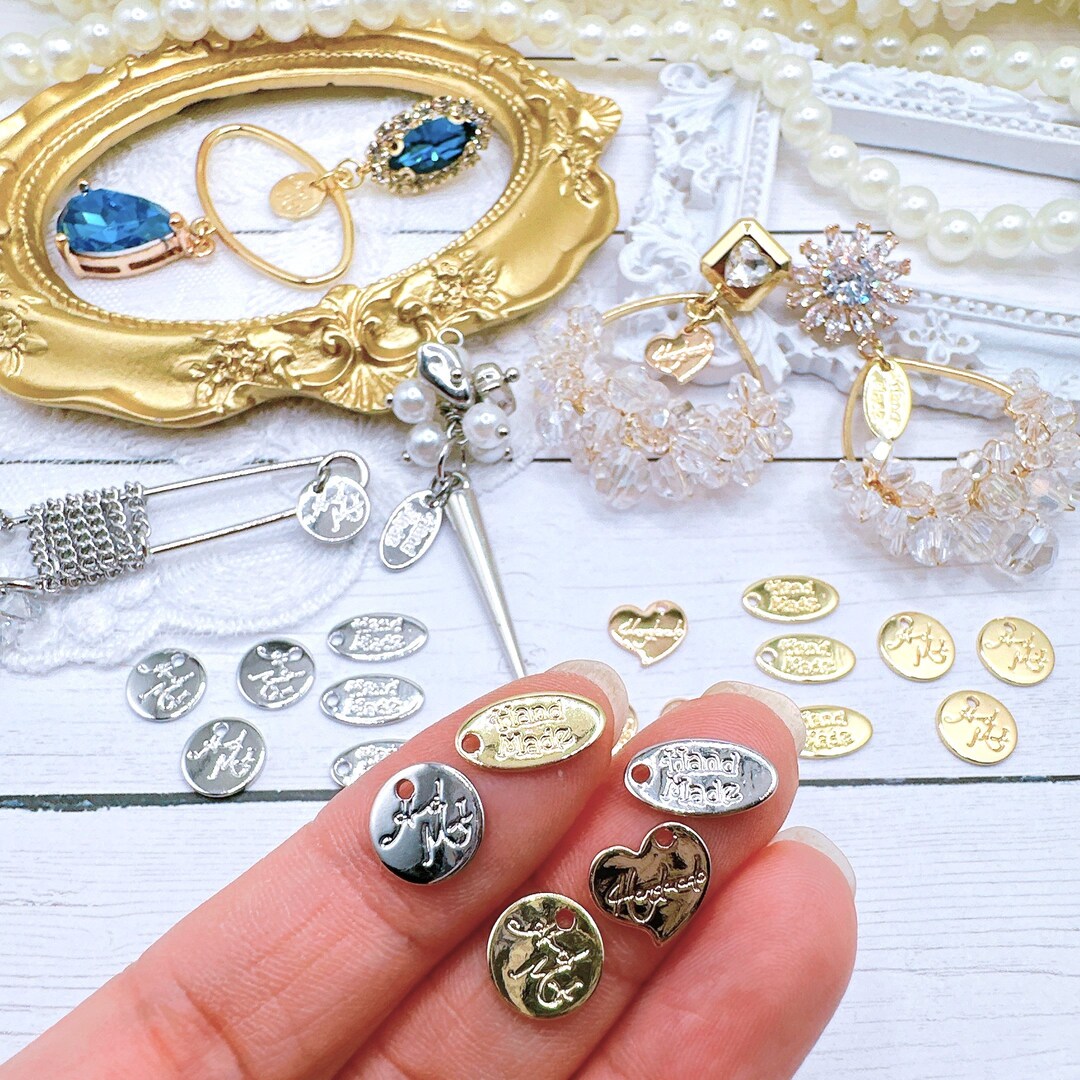 5pcs/8pcs Copper "handmade" Tag Charms, Goold/silver Color Round/oval ...