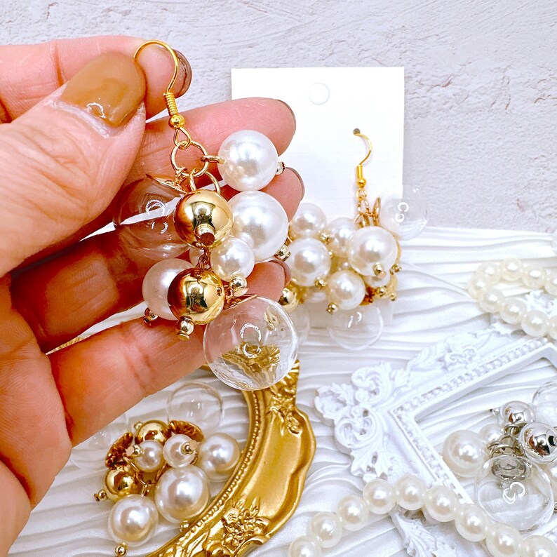 Gold/silver Gorgeous Bubble Drop Earrings, Imitation Pearls, CCB Beads ...