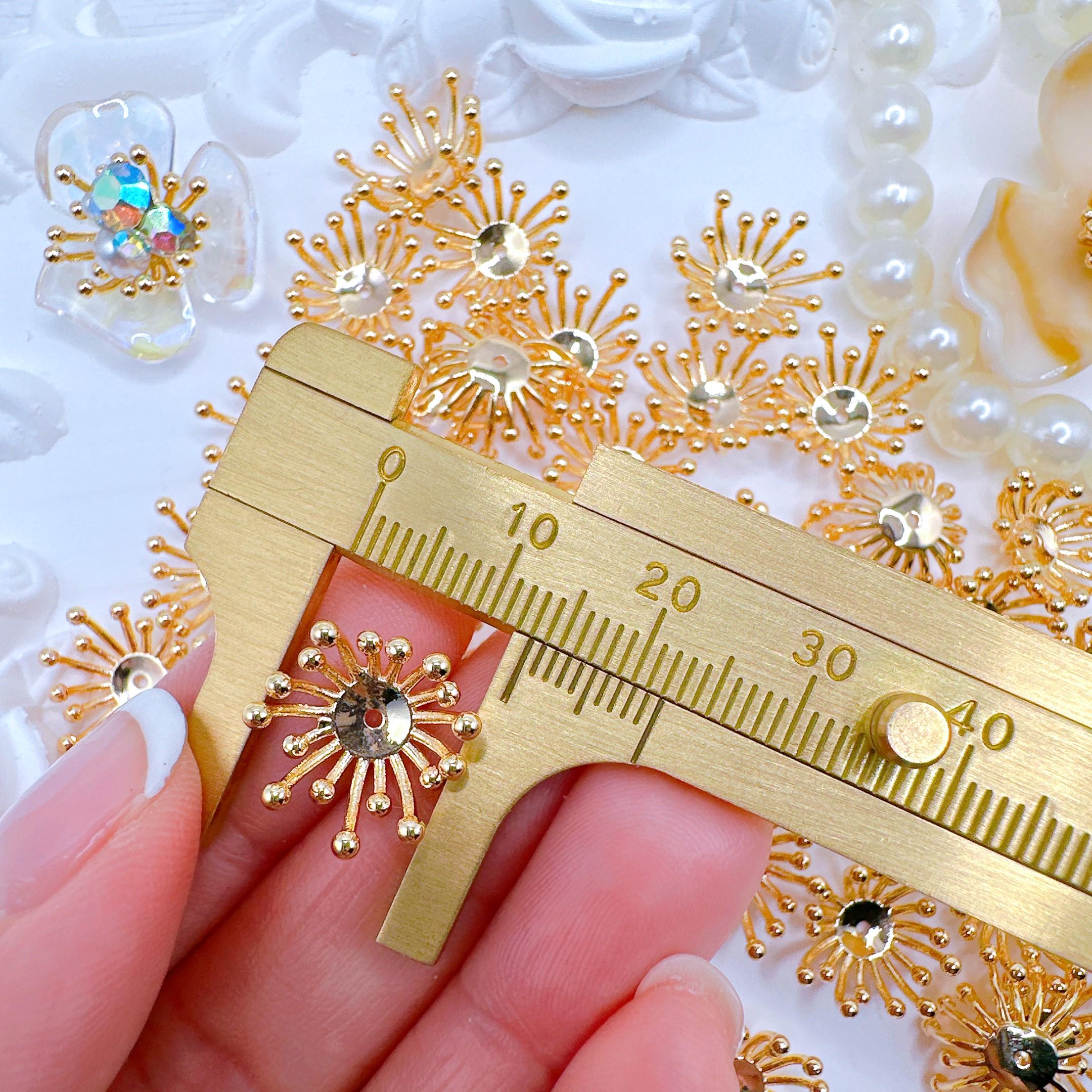 2/5/10/20 Pcs 18K Gold Plated Brass Flower Base Caps With Multi-petal ...