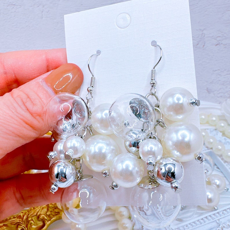 Gold/silver Gorgeous Bubble Drop Earrings, Imitation Pearls, CCB Beads ...