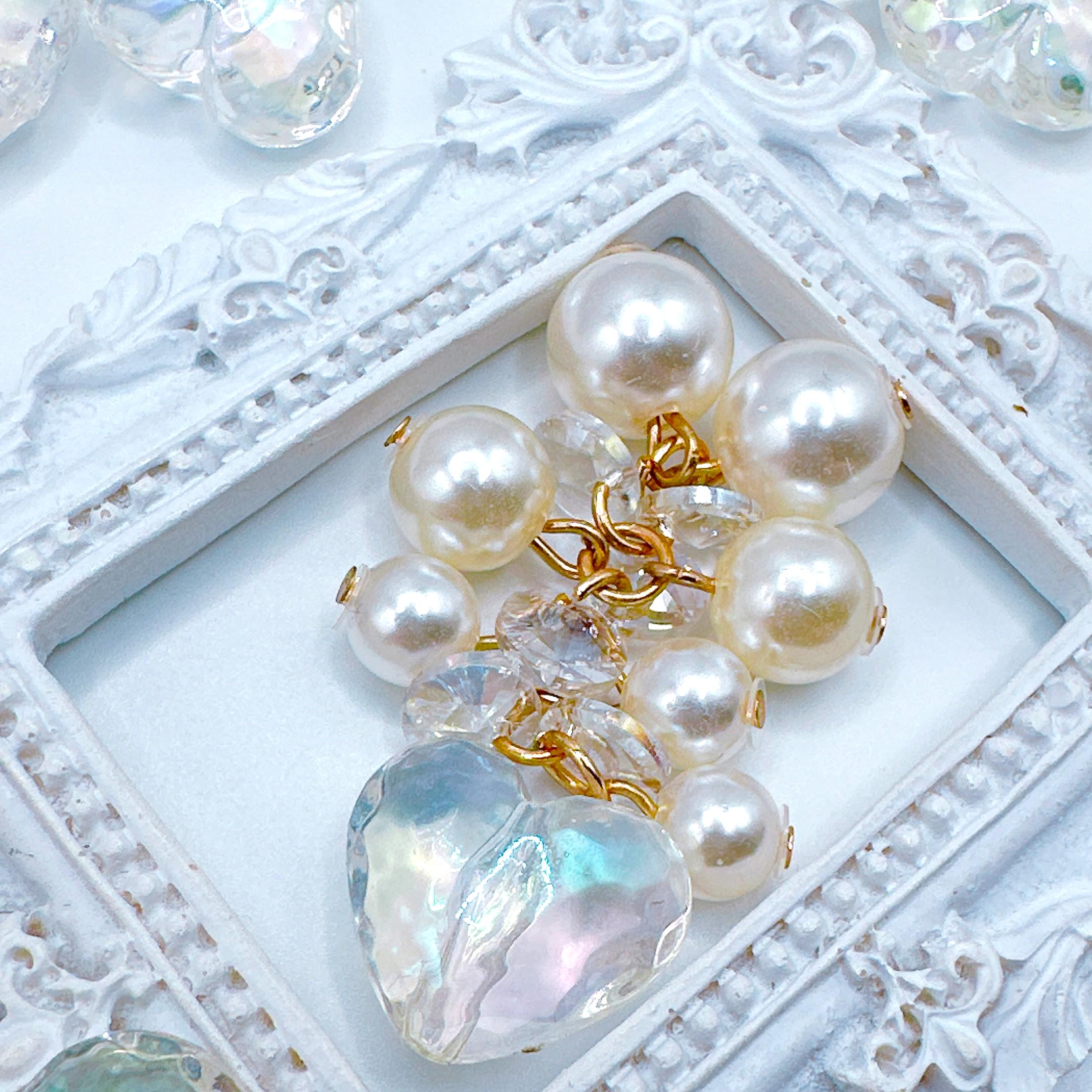 10/20pcs Clear AB Ice Crystal Heart Acrylic Beads, Faceted Chunky Rock ...