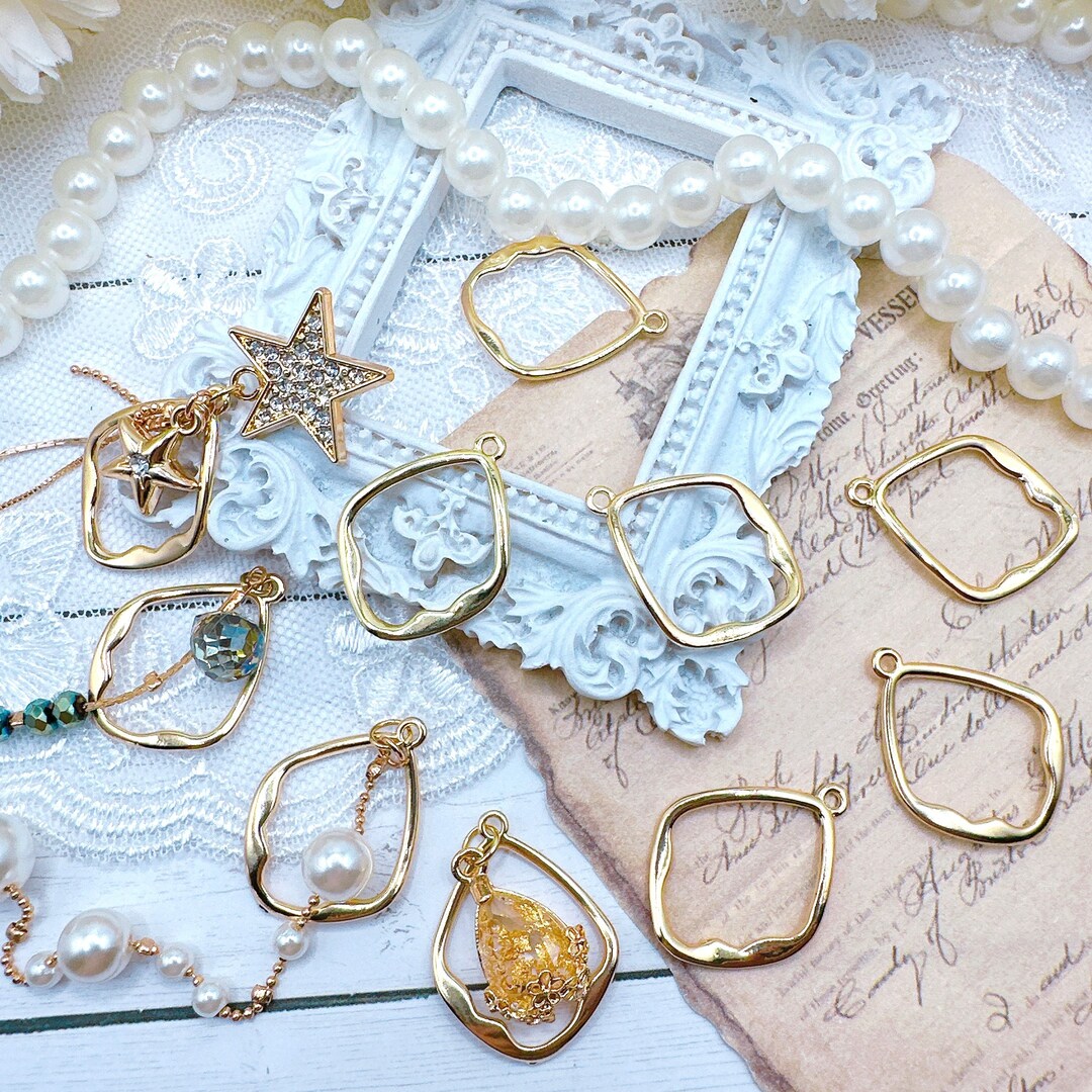 8pcs Alloy Irregular Diamond Shape Link Connectors, Gold Tone Hammered ...