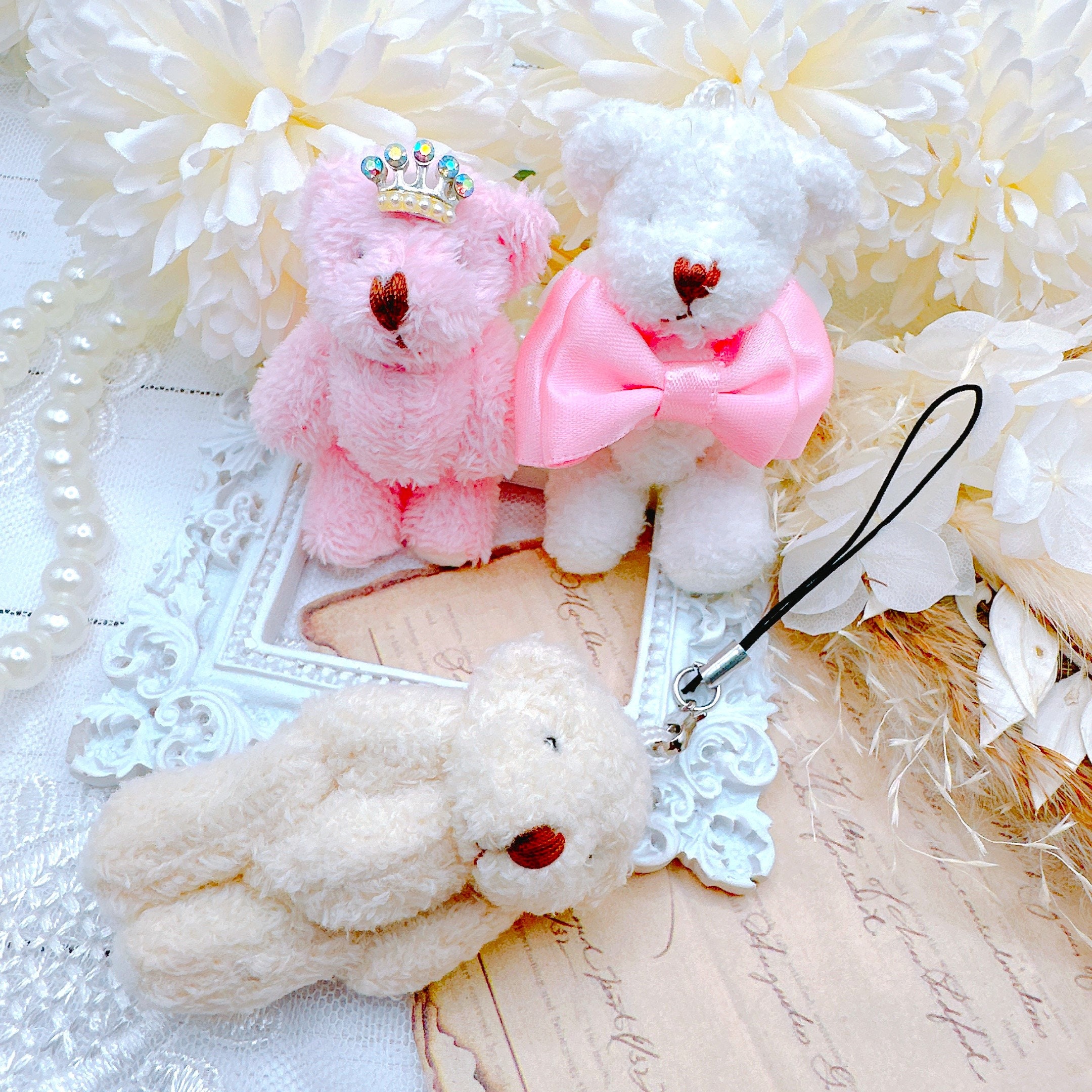 Plush Mini Teddy Bear With a Loop, Fluffy Bear Accessory, Tiny Puffy ...